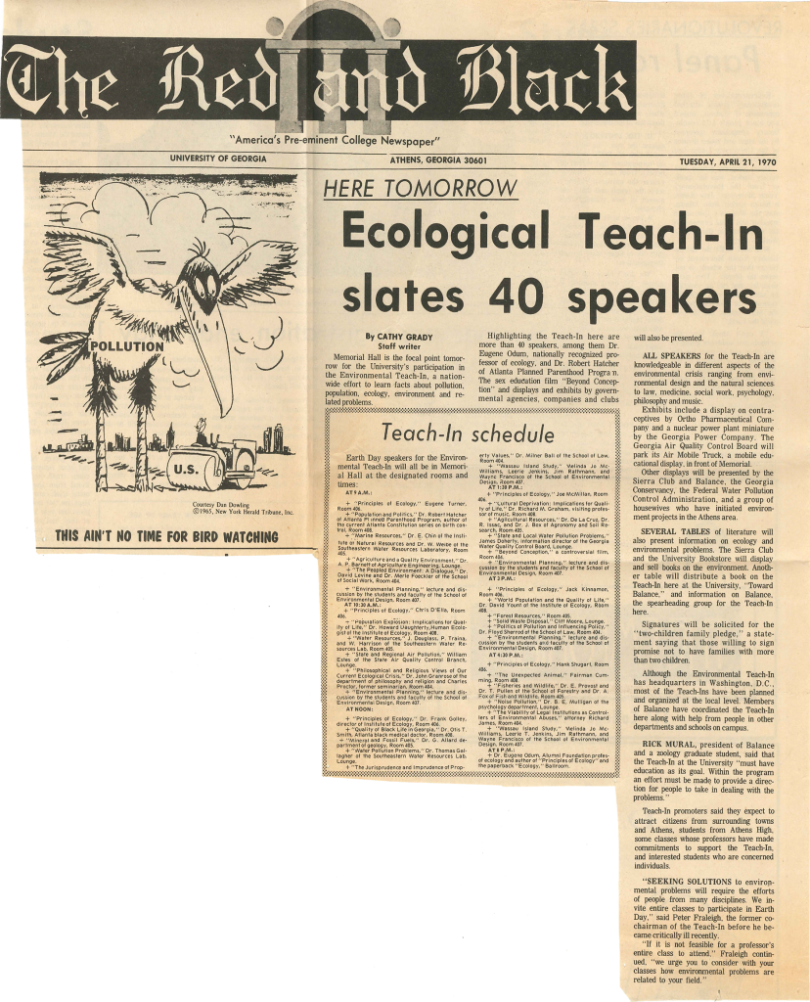 The story behind UGA’s first Earth Day - UGA Today