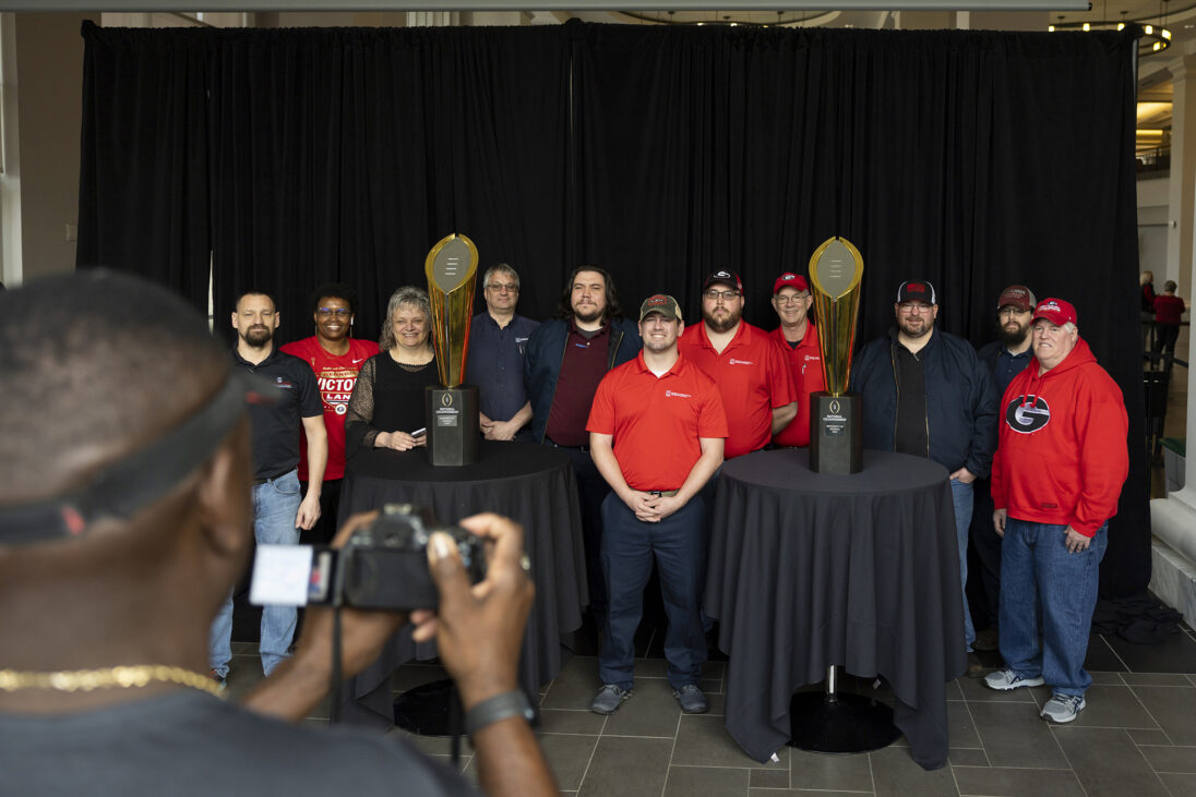 Staff appreciation event features National Championship trophies